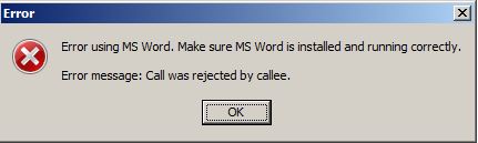 Error - Call was Rejected by Callee when Using Document Library – Orion Law Management