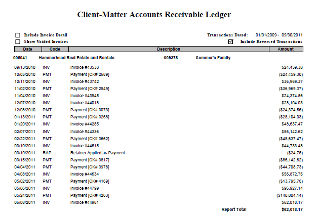 Client-Matter AR Ledger – Orion Law Management