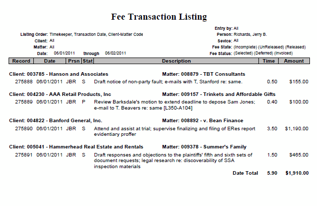 Fee Listing – Orion Law Management