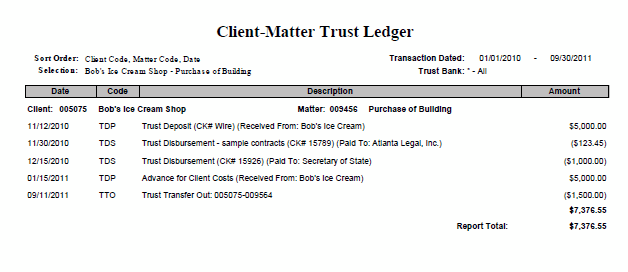 Client-Matter Trust Ledger – Orion Law Management