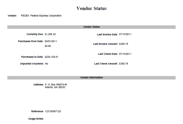 Vendor Status – Orion Law Management